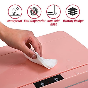 Kitchen Trash Can, 13 Gallon Plastic Kitchen Trash, Can 50 Liter Automatic Touch Free High-Capacity Garbage Can with Lid for Bedroom Bathroom Home Office, Pink