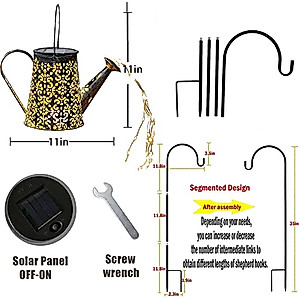 ASDFG Solar Watering Can Lights Waterproof Garden Decorations - Outdoor Large Fairy Lartern Hanging Retro Metal Kettle Light Star Art Decorative Lamp for Walkway Table Patio Lawn with Bracket