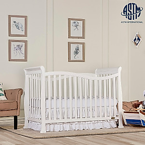 Dream On Me Violet 7-In-1 Convertible Life Style Crib In White, Greenguard Gold Certified, 4 Mattress Height Settings, Made Of Sustainable New Zealand Pinewood