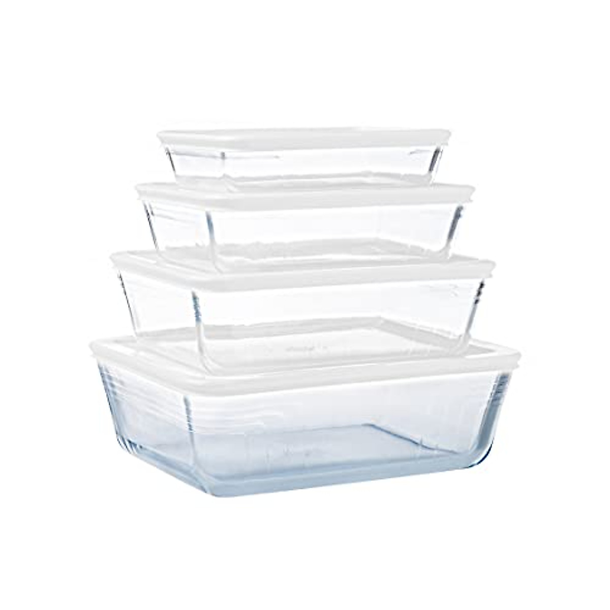 Ôcuisine 334S114 tempered borosilicate glass food storage rectangular, meal prep containers, oven cooking (without lids), BPA FREE, Made in france, Set of 4