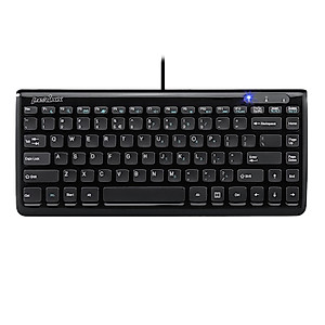 Perixx PERIBOARD-407B US, Wired USB Mini Keyboard with 11 Hot Keys - Glossy Black - US English Layout