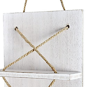 Elegant Designs HG1019-WWH Positano Nautical Rope 4 Bottle Vertical Wall Mounted Wood Wine Rack, White Wash