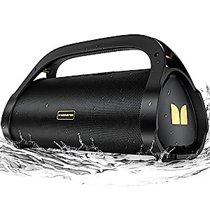 Monster Adventurer Max Portable Bluetooth Speaker, IPX7 Waterproof Wireless Speaker with Subwoofer Rich Bass, 100W Stereo Loud Sound Speaker with 24H Playtime for Outdoor Party, Pool Beach, Gold