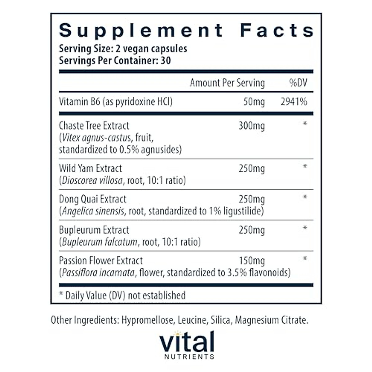 Vital Nutrients PMS Support | Vegan Supplement | Vitex Berry and Passion Flower Extract for Pre-Menstrual Support and Hormone Balance* | Gluten, Dairy and Soy Free | Non-GMO | 60 Capsules