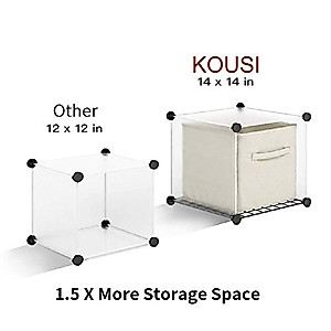 KOUSI Portable Storage Cube - 14"x14" Cube (25 Cubes) Cube Organizer Cube Storage Shelves Cube Shelf Room Organizer Clothes Storage Cubby Shelving Bookshelf Toy Organizer Cabinet, Transparent White