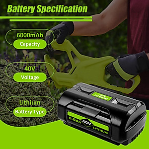 Xocdvso 6.0Ah 40V Lithium Battery Replacement for ryobi 40v Battery Compatible with 40v ryobi Battery OP4015 OP4026 OP40201 OP40261 OP4030 OP4040 OP40401 OP4050 OP40501 OP40601
