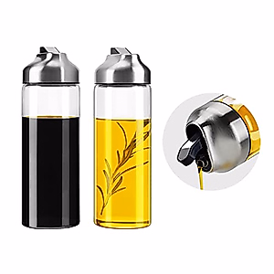 Aelga Olive Oil Dispenser - 14 OZ Glass Oil and Vinegar Dispenser Set - Oil Dispenser Bottles for Kitchen No Drip-Set of 2