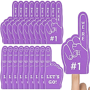 Sinmoe 24 Pcs Mini Foam Finger Sport Fan Foam Mini Finger, We're #1 Sports Themed Party Supplies for Baseball Basketball Soccer Events Team Gifts(Purple)