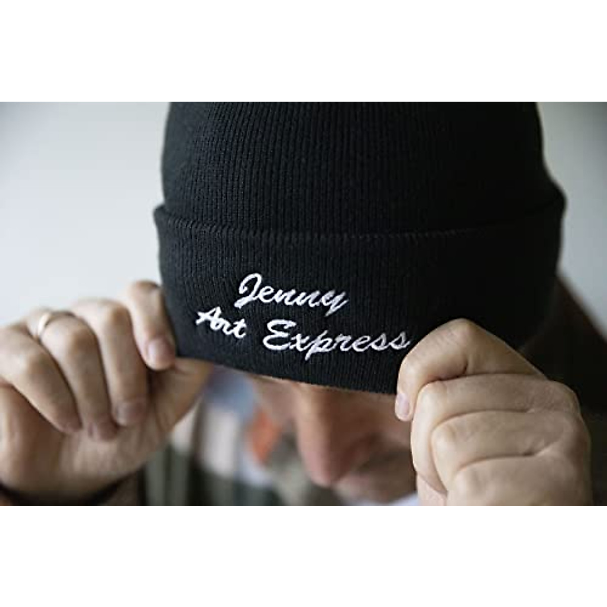 Custom Embroidered Beanies - Add Your Text or Name - Personalized Winter Knit Cap Hats Black