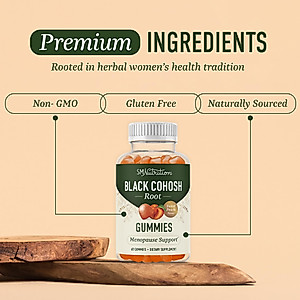 Black Cohosh Gummies for Menopause Relief, Hot Flashes & Night Sweats | 50mg Black Cohosh Root for Women | Gluten-Free, Vegetarian, Non-GMO | Hormone Balance Support | Yummy Peach Flavor | 60 Gummies