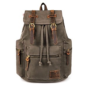 PKUVDSL Canvas Backpack, SERIES Vintage Canvas Backpack Hiking Daypacks Computers Laptop Backpacks Unisex Casual Rucksack Bookbag Mountaineering Bag for Men Women (Light Brown)