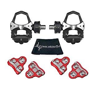 Wearable4U - Favero Assioma Duo Pedal Based Cycling Power Meter with Extra Cleats Cleaning Cloth Bundle (Red (6 Degree Float))
