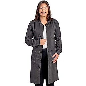 Cherokee Professional Lab Coat for Men and Women with Snap Front Closure WW350AB, XL, Pewter