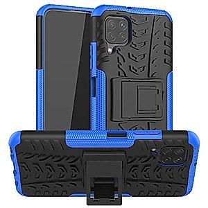 MRSTERUS Huawei P40 Lite Case tire Pattern Strong Armored Double-Layer Heavy-Duty Fall Prevention with Removable Bracket Shockproof Protective Cover for Huawei P40 Lite Sporty Style (Blue) JX