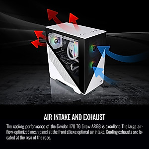 Thermaltake Divider 170 TG ARGB Motherboard Sync mATX Computer Case with 2x120mm ARGB Fan Pre-Installed, Tempered Glass Side Panel, Ventilated Front Mesh Panel, CA-1S4-00S6WN-00, White