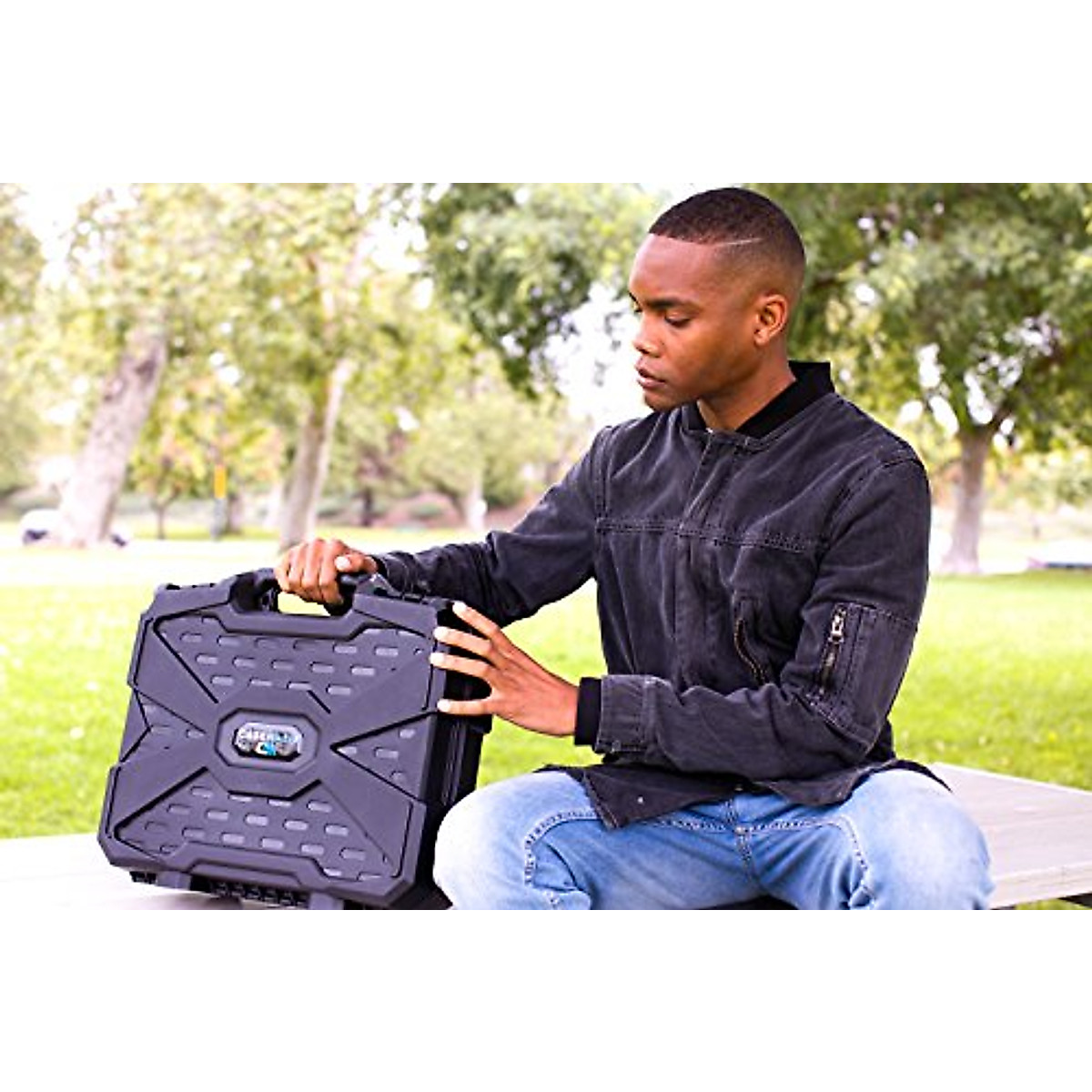 CASEMATIX Travel Case Bag Compatible with PlayStation 4 Slim 1TB Console and Accessories such as Controllers, Games, Cables, Will Not Fit Other PS4 Models, Includes Case Only