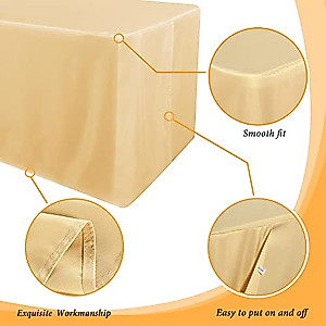 Obstal 2 Pack Table Clothes for 6 Foot Rectangle Tables - Water Resistant Washable Fabric Polyester Rectangle Table Cover for Outdoor/Indoor Uses, Champagne, 72L x 30W x 30H Inches