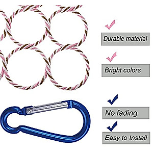 Lemengtree Parrot Swing Perch, Hanging Bird Toys Ladder Climbing Net Parakeet Cage Stand Rope for Small Parakeets, Budgies, Cockatiels, Conures, Macaws, Finches (2pc-Swing Perch), (Swing02pc)