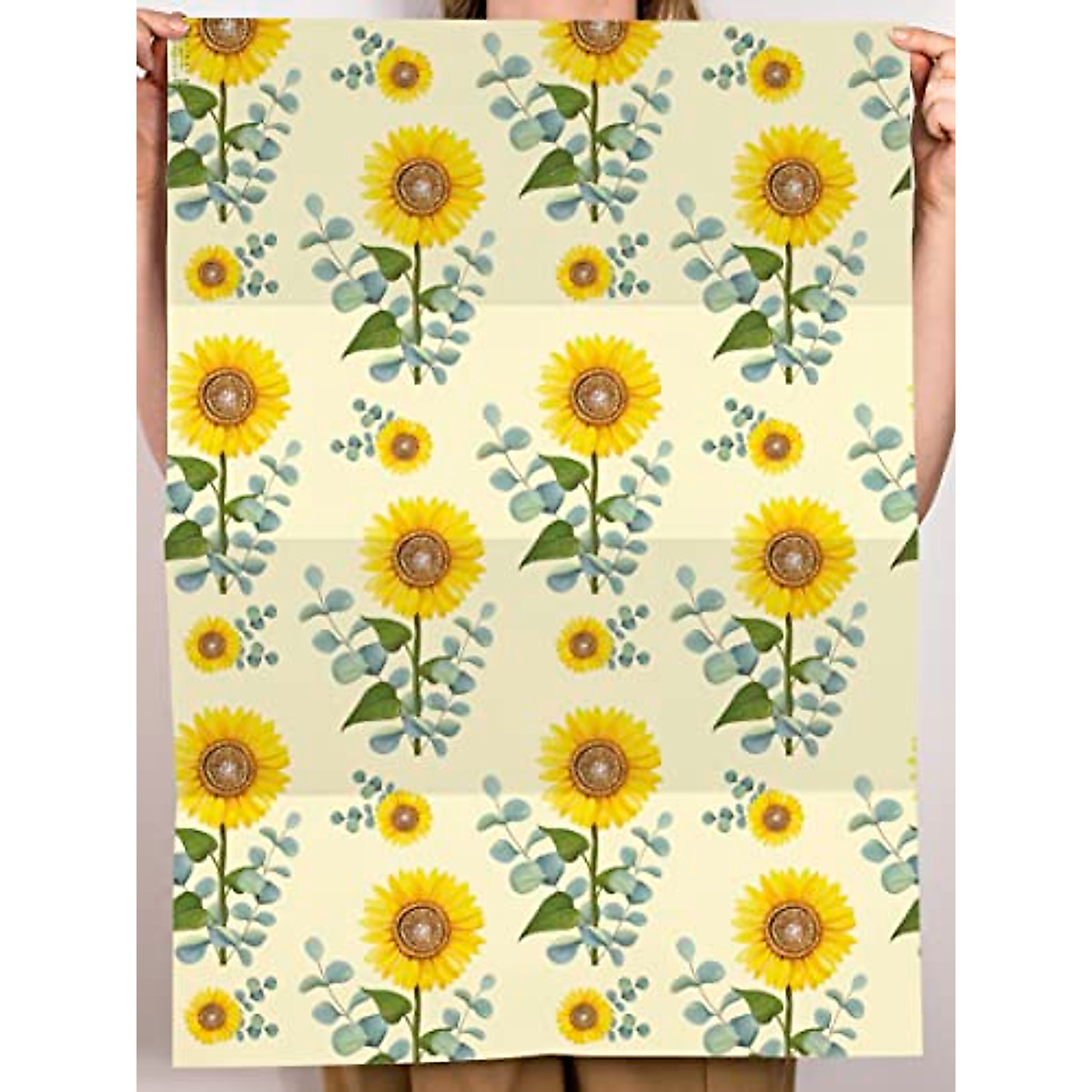 CENTRAL 23 Sunflower Wrapping Paper - Yellow Wrapping Paper - 6 Sheets Floral Gift Wrap - Summer Wrapping Paper For Women - Comes With Fun Stickers - Recyclable