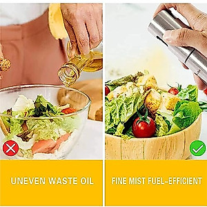 3oz Oil Sprayer for Cooking Stainless Steel, Olive Oil Spray Bottle Refillable with Trigger Scale Large Capacity Oil Mister Spray for Popcorn Salad A
