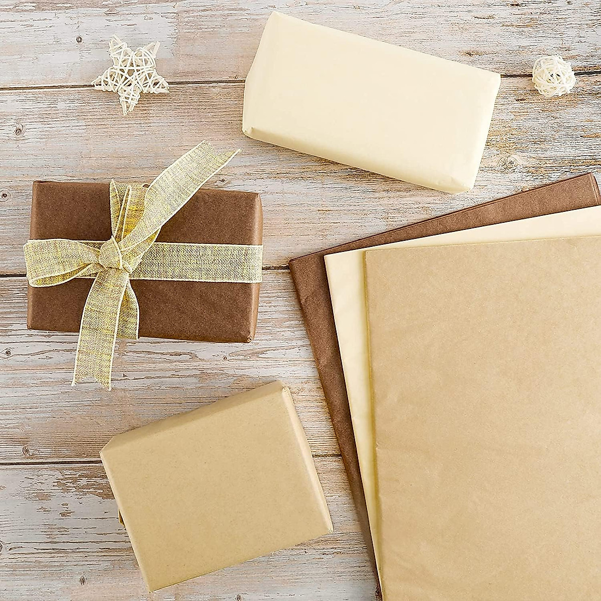 100 Sheets Kraft Tissue Paper Brown Wrapping Paper Bulk for Weddings Birthday DIY Project Christmas Gift wrapping Crafts Decor,13.8 x 19.7" (Brown)