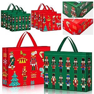 Sweetude 6 Pcs Christmas Large Nutcracker Gift Bags with Handle 16inch Birthday Gift Tote Bag Christmas Goodie Candy Treat Wrapping Bag Reusable Non Woven Shopping Bag for Xmas Party Favor