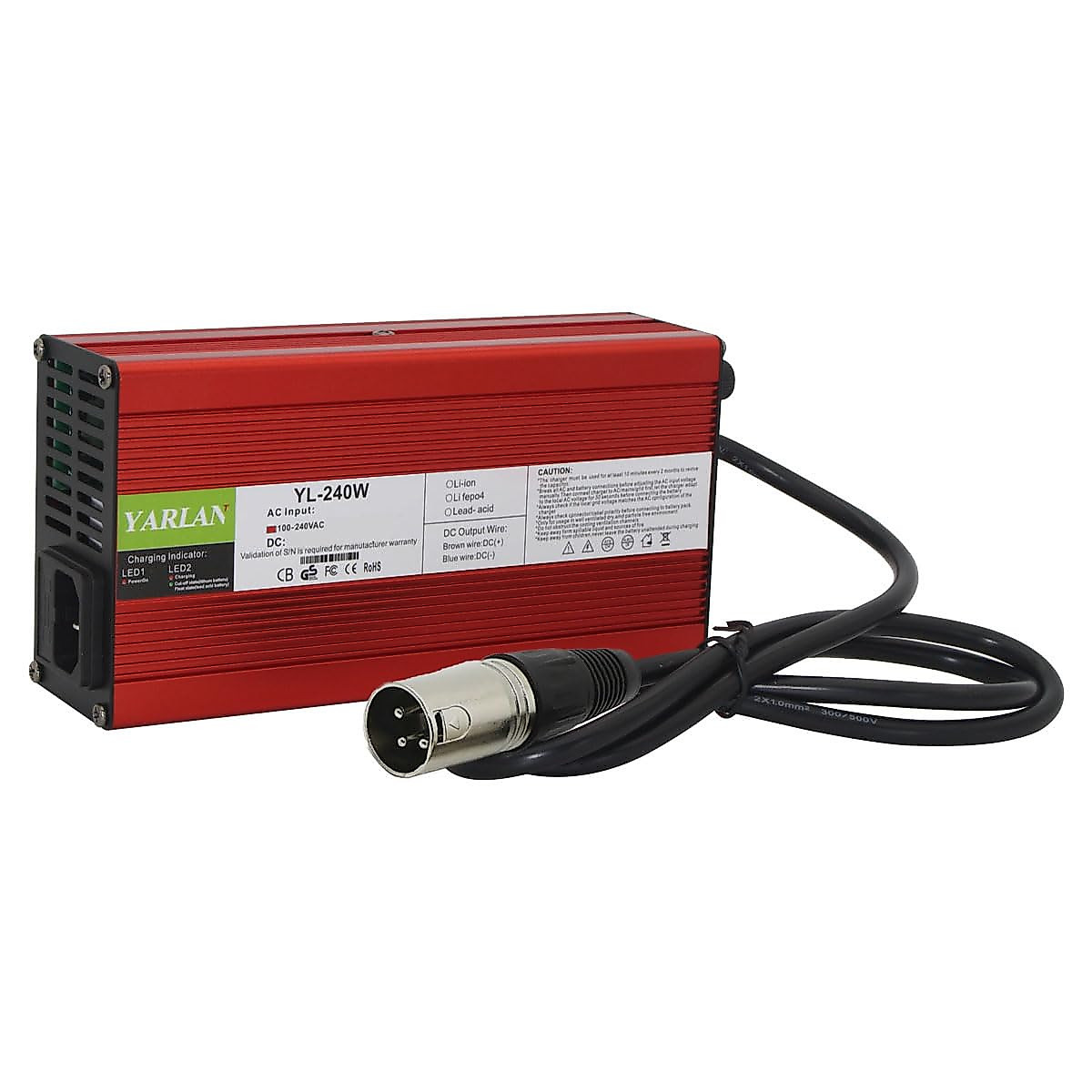 67.2V 3A Charger 60V Li-ion Battery Smart Charger Used for 16S 60V Li-ion Battery Input 100-240V Global Certification (67.2V3A XLR)