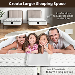 KOMFOTT 75” X 9” Bed Bridge, Twin to King Converter Kit, Adjustable Bed Mattress Connector with Strap, Twin Bed Gap Filler King Maker, Split King Bed Connector for Family Guests (Twin to King)