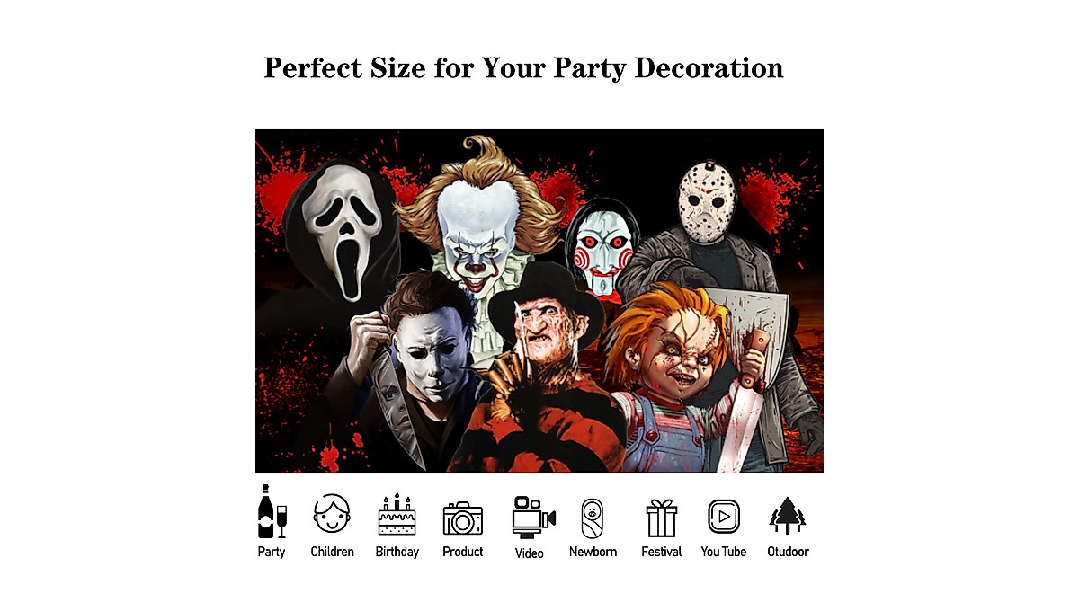 Horror Party Decorations - Classic Movie Character Backdrop for Halloween