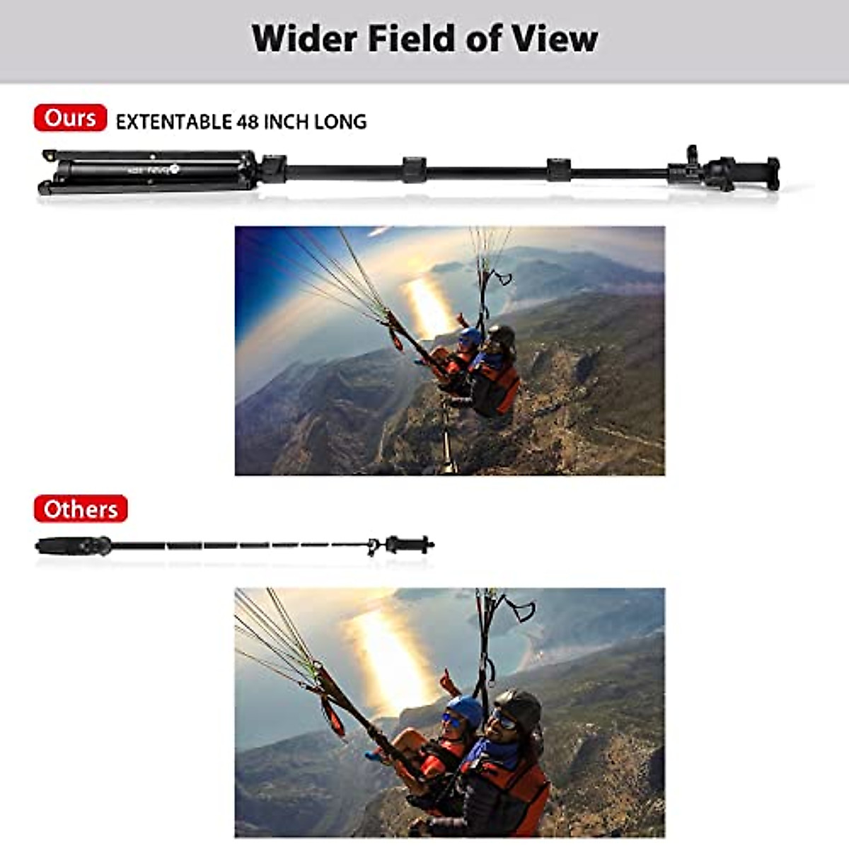 Hpusn Phone Tripod Stand: 48 inches Extendable Cell Phone Tripod, Selfie Stick for iPhone & Android Phone, Heavy Duty Aluminum & Lightweight