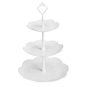 Coitak 3 Tier Cupcake Stand, Plastic Tiered Serving Stand, Dessert Tower Tray for Tea Party, Baby Shower and Wedding (Pure White) (Plastic)