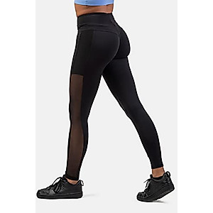 NEBBIA Black Mesh Design Leggings Breathe 401