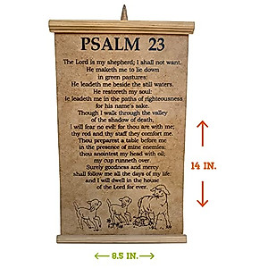 Psalm 23 The Lord Is My Shepherd I Shall Not Want Scroll Prayer Blessing Poster Ready to Hang 14 x 8.5 in. Rustic Gift Wall Art