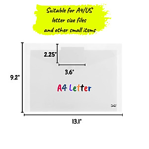 Mr. Pen- Clear Plastic Envelopes, 4 Pack, A4, Letter Size, Plastic Envelopes with Snap Closure, Poly Envelopes, Clear Plastic Folders, Plastic Document Holder, Plastic Envelopes, Clear Envelopes.