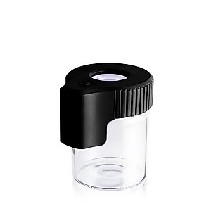Honeypuff Magnifying Glass Jar with Light, Light-Up LED Transparent Glass Air Tight Storage Jars Magnifying Viewing Jar (Black)