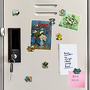 MORCART Fridge Magnets, 30 Pcs Van Gogh Puzzle Fridge Magnet, Kitchen School Office Locker Magnets, Fun Fridge Magnets, Art Deco Magnets, Gifts for Adult Friends Art Lovers