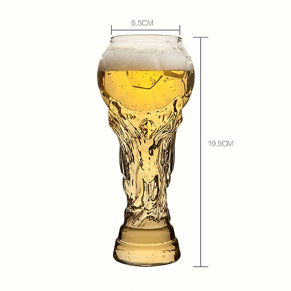 xiadanle World Cup Beer Mug Creative 450ml Beer Cup 15.2oz Borosilicate Glass Goblet Suitable for Football Party Bar Restaurant
