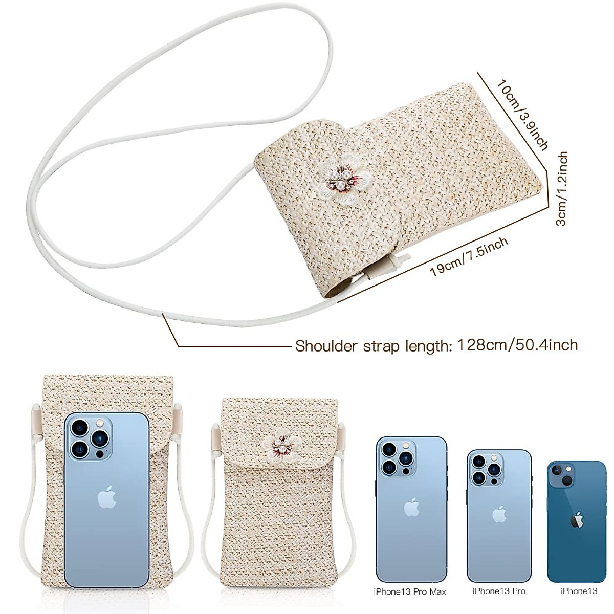 Soleebee Boho One Shoulder Crossbody Phone Bag Small Shoulder Bag Mini Wallet for Women Storage Bag Woven Leather Trim Phone Bag Compatible with Multiple Phone Sizes, Plum Bossom