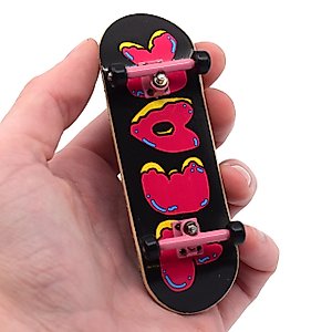 Teak Tuning 32mm Pro Fingerboard Heat Transfer Graphic Complete - Fully Assembled with Pro Level Parts - Pro Shaped Wood Deck (34x97mm), UltraSpin Wheels, Prodigy Trucks - Donut Teak Logo