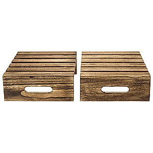 MyGift Rustic Brown Burnt Wood Cake, Cupcake and Dessert Buffet Display Holder Riser Stands, Set of 2