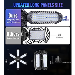 LED Garage Light,Garage Lights,120W Deformable Shop Ceiling Lights,13000LM 6500K 6 Panel Adjustable garage light fit E26 Base,Bright Led Lights for home,Workshop,Basement,attic,Barn (1 Pack)
