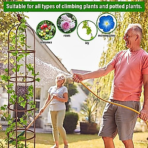 4 Pack 6 ft Garden Obelisk Trellis for Climbing Plants Outdoor Rustproof Rose Trellis for Pots Tall Tower Plant Trellis Metal Garden Trellis for Outdoor Indoor Vines Flower Plants Support (Brown)