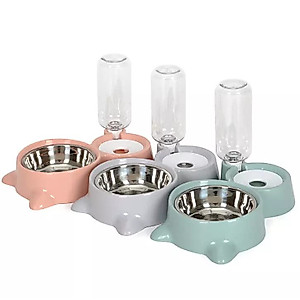 Cat and Dog Food Feeder and Automatic Water Dispenser Pet Bowl (Salmon)