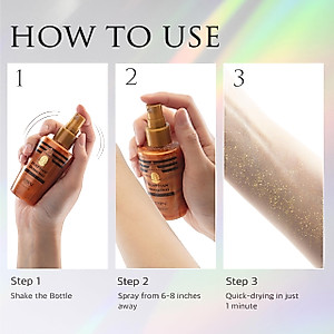 EBIN NEW YORK Egyptian Diamond Hair, Face & Body Glitter Mist - Gold 2.37oz | Quick-Drying, Long-Lasting Shiny Spray for Clothes, Rave, Festival, Travel Essentials | TikTok Trend Items