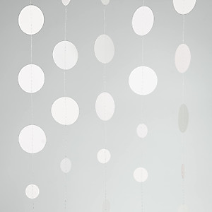 Cheerland White Circle Dots Garland for Winter Snowflake Wonderland Frozen Theme Birthday Decorations Streamer Banner Backdrop for Wedding Bridal Baby Shower Snowy Hanging Party Decorations Supplies