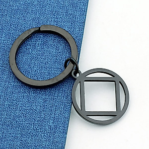 Recovery Gifts NA Jewelry Narcotics Anonymous Necklace Keychain 12 Step Addict Jewelry Recovery Sobriety Gift(NA Keychain Black)