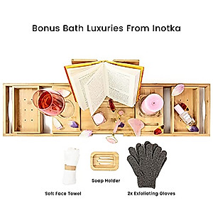 Bathtub Tray for Bath, Extendable Luxury Bamboo Bath Caddy Tray for Bathtub, Spa Organizer, Bath Table for Tub