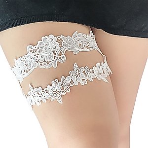 Lace Bridal Garter Set - 2 White Prom Garter Belts