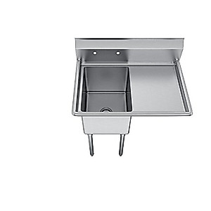 Elkay Dependabilt Stainless Steel 38-1/2" x 23-13/16" x 44-3/4" 16 Gauge One Compartment Sink w/ 18" Right Drainboard and Stainless Steel Legs