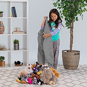 Posh Stuffable Kids Stuffed Animal Storage Bean Bag Chair Cover - Childrens Toy Organizer, X-Large 48" - Canvas Bubbles Blue and White